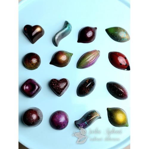 Krabička na pralinky s okénkem, potisk bílá kůže na 8ks pralinek