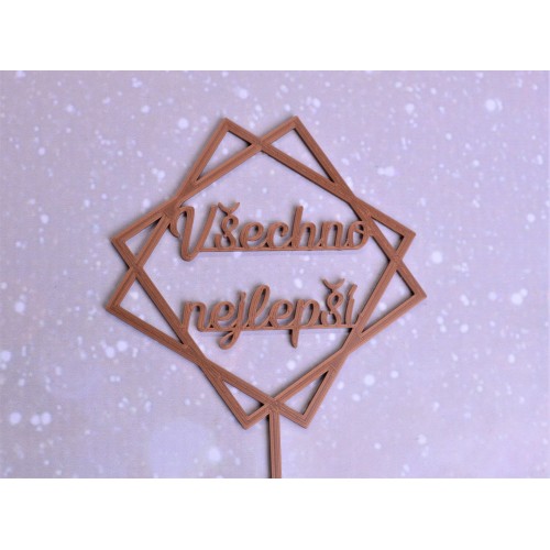 Zápich do dortu Všechno nejlepší, 8 cm, ve čtvercích Zápich do dortu Všechno nejlepší, 8 cm, ve čtvercích